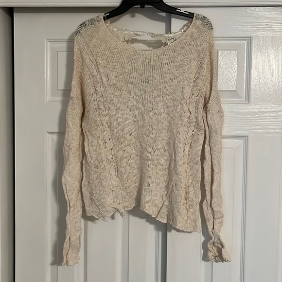 Sweaters | Vintage Havana Cream Knit Sweater With Lacy Open Back | Poshmark